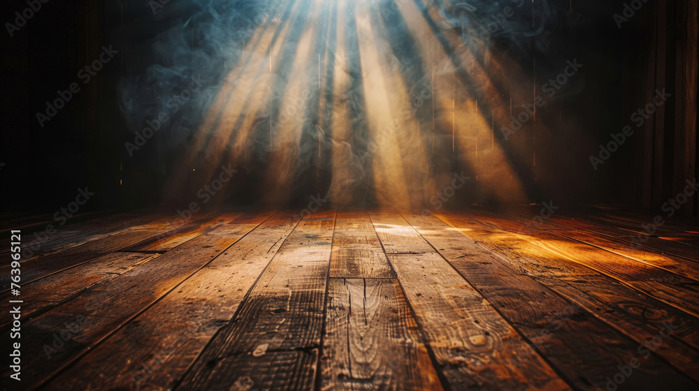 Free stage with lights and smoke, Empty stage with white spotlights ...