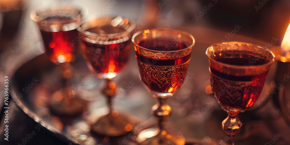 four cups of wine traditionally consumed during the Passover Seder ...