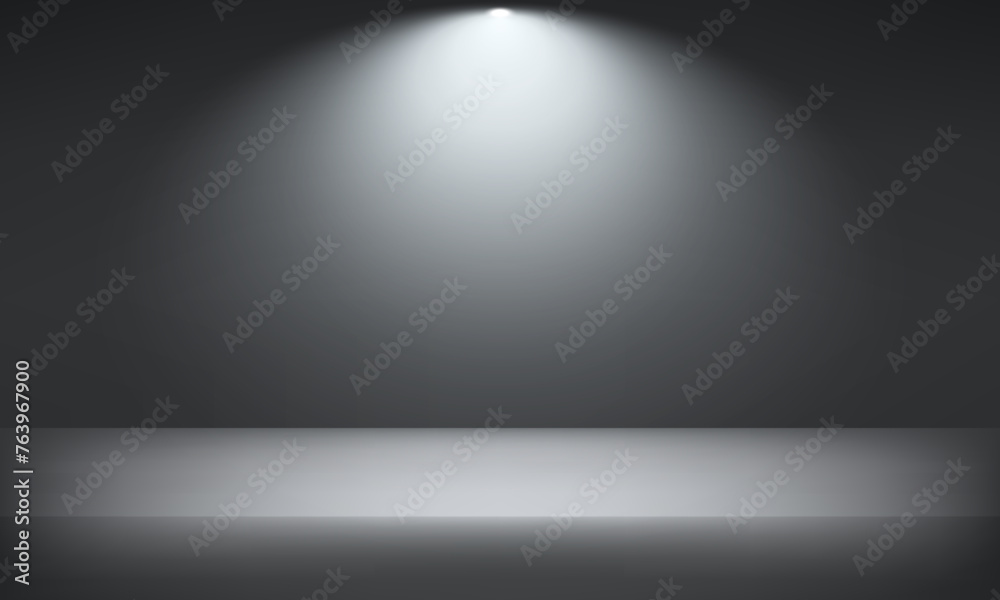 Vetor de Empty Black studio room background. Dark studio room ...