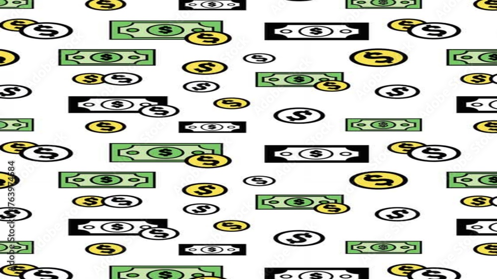 Vidéo Stock 4k Animated Dollar Coins and Papers Motion Pattern Icons ...
