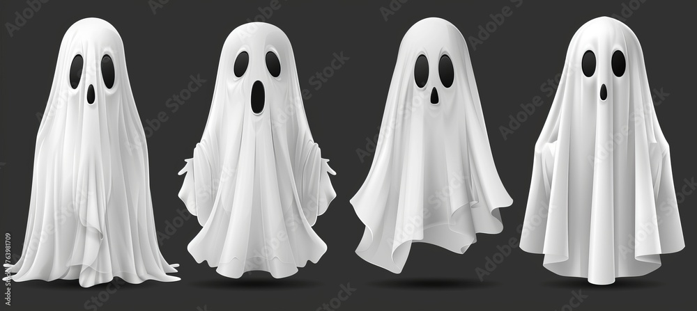 Eerie and realistic portrayal of a white ghost designed to instill fear ...