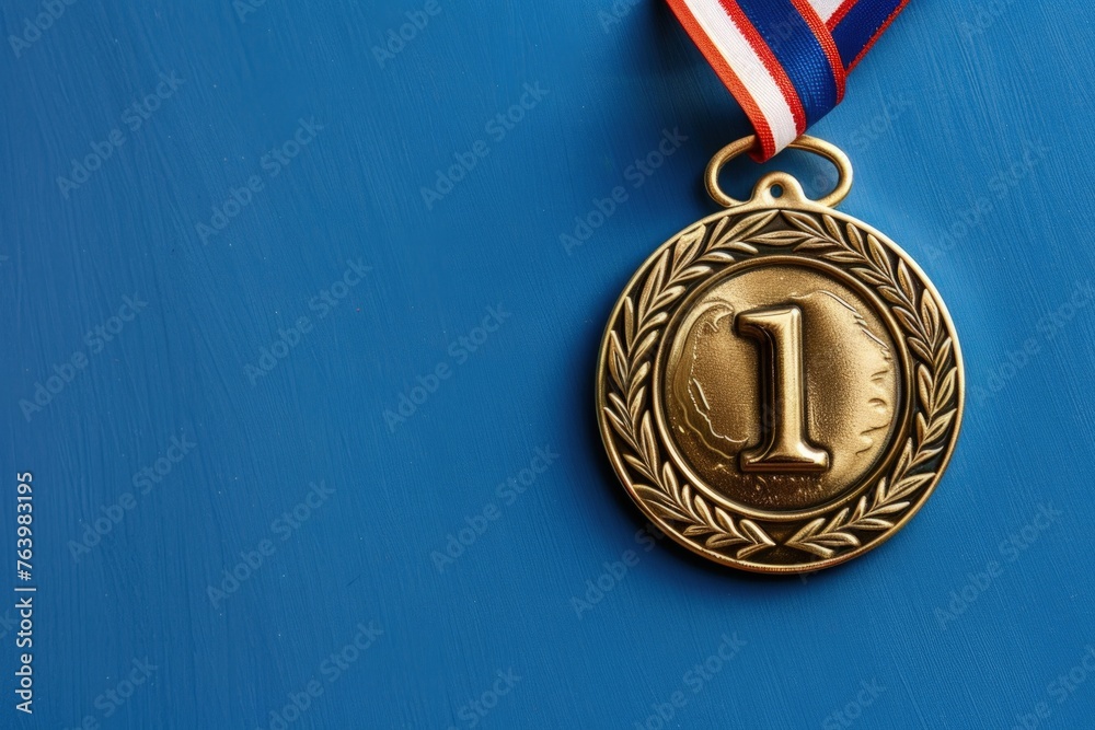 Gold medal with number 1, competition, success and achievement concept ...