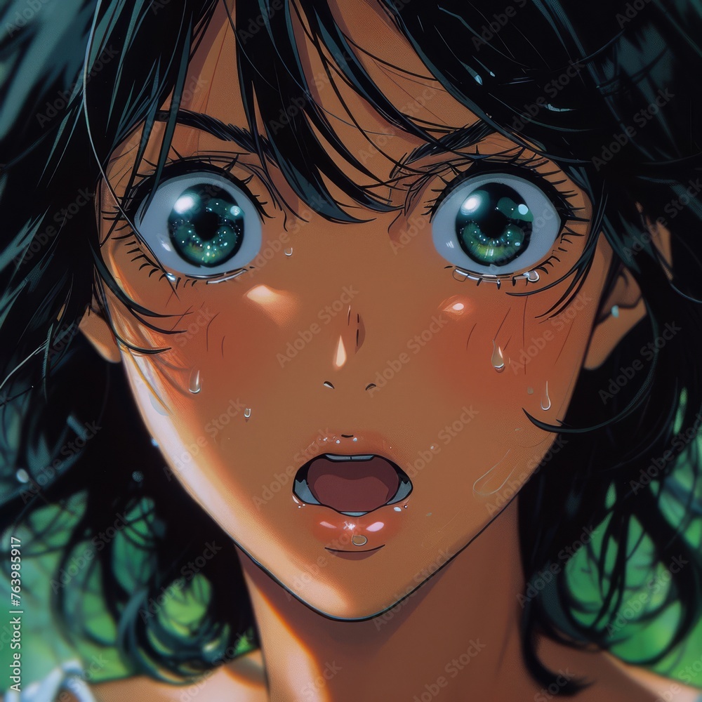 Expressive Anime Girl Portrait Stock Illustration | Adobe Stock