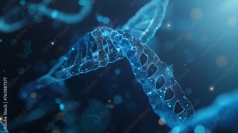 Healthcare and medical science technology with wireframe DNA. analysis ...