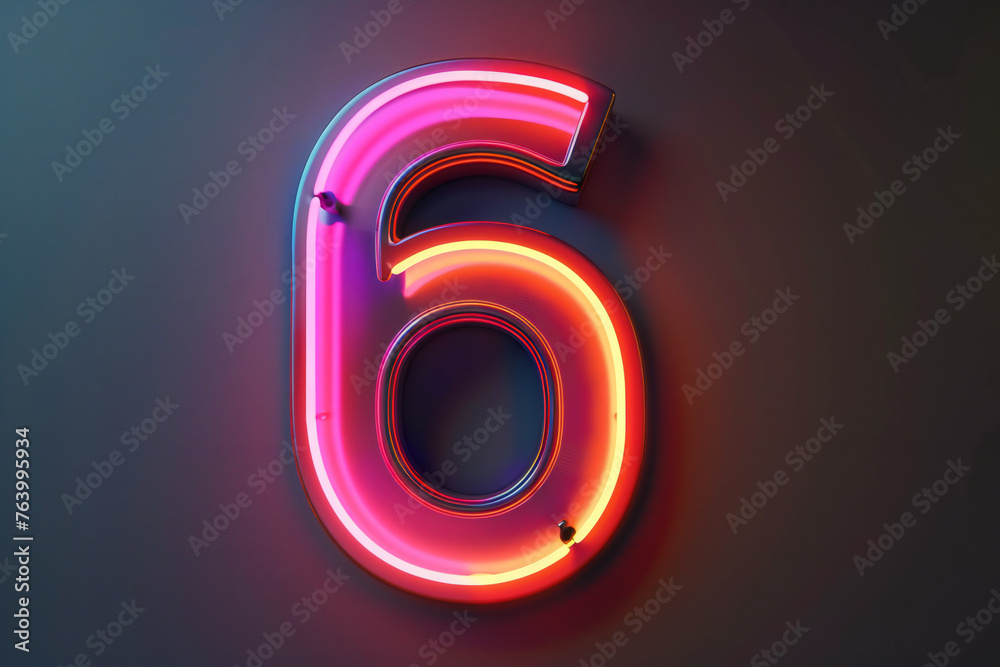 number six glow in the dark neon light Stock Illustration | Adobe Stock