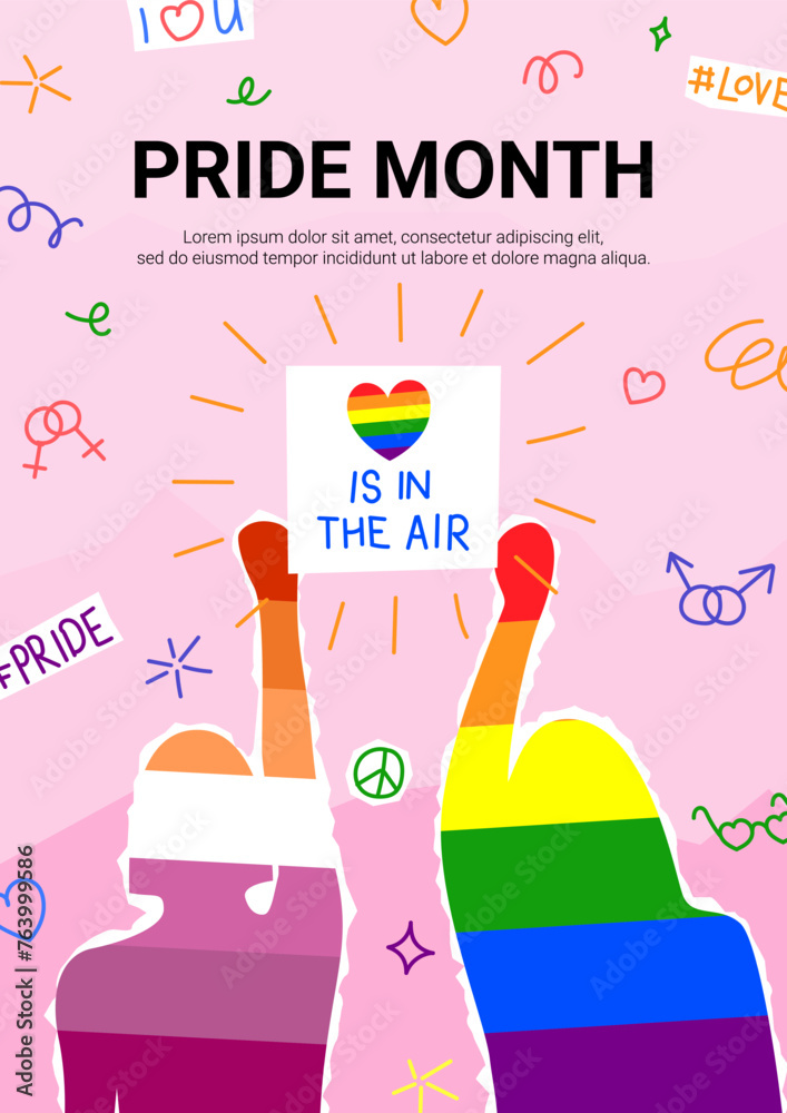 Trendy collage for Pride Month. Vector illustration with paper ...