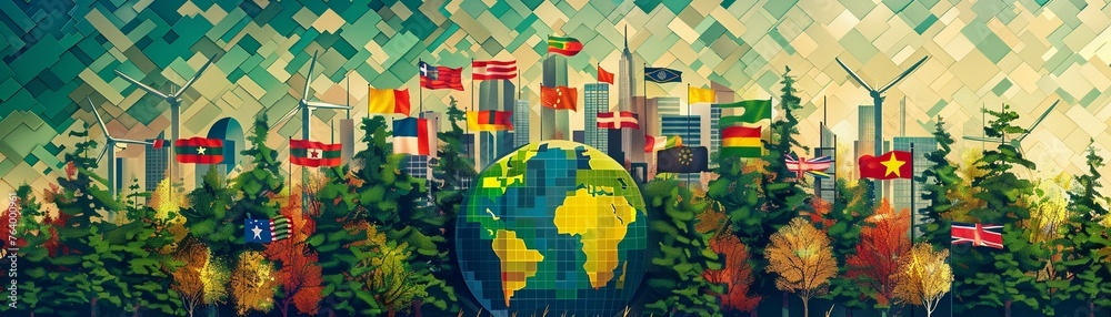 Illustrate a powerful image symbolizing unity in climate action ...