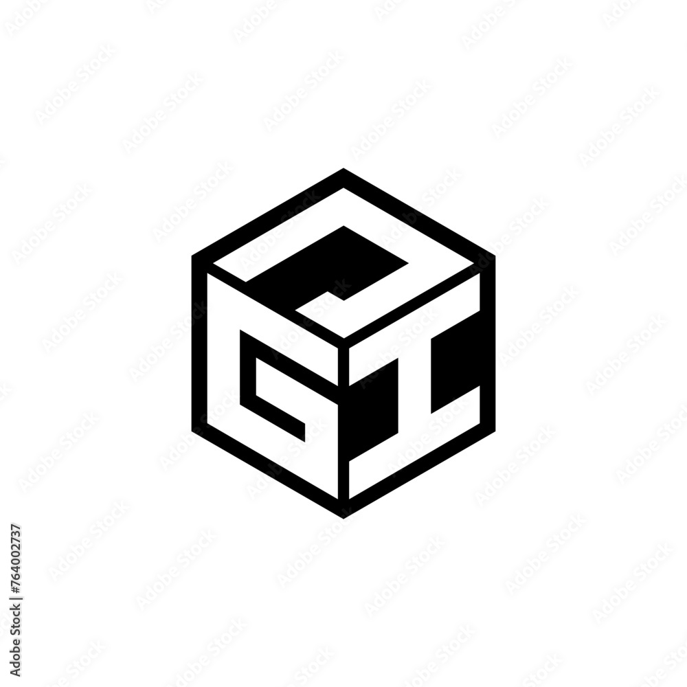GIJ letter logo design with white background in illustrator, cube logo ...