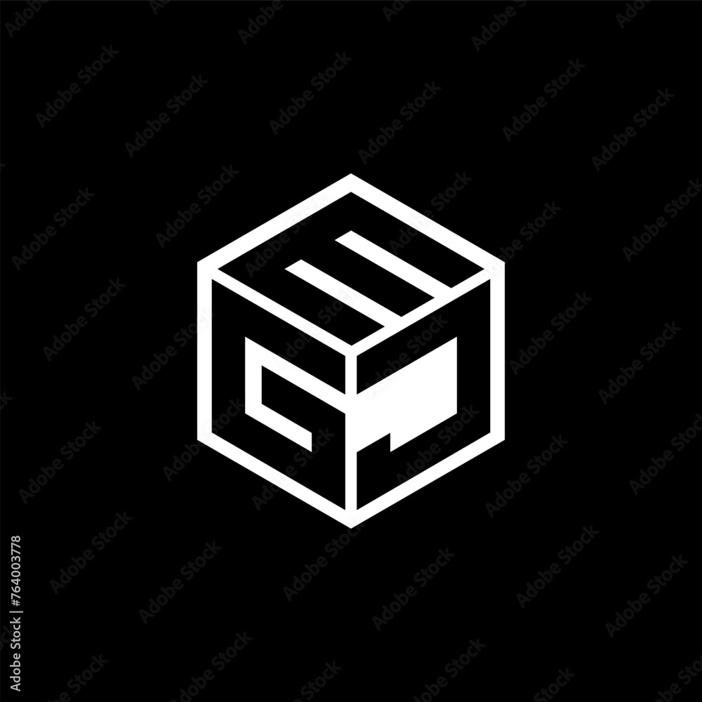 GJM letter logo design with black background in illustrator, cube logo ...
