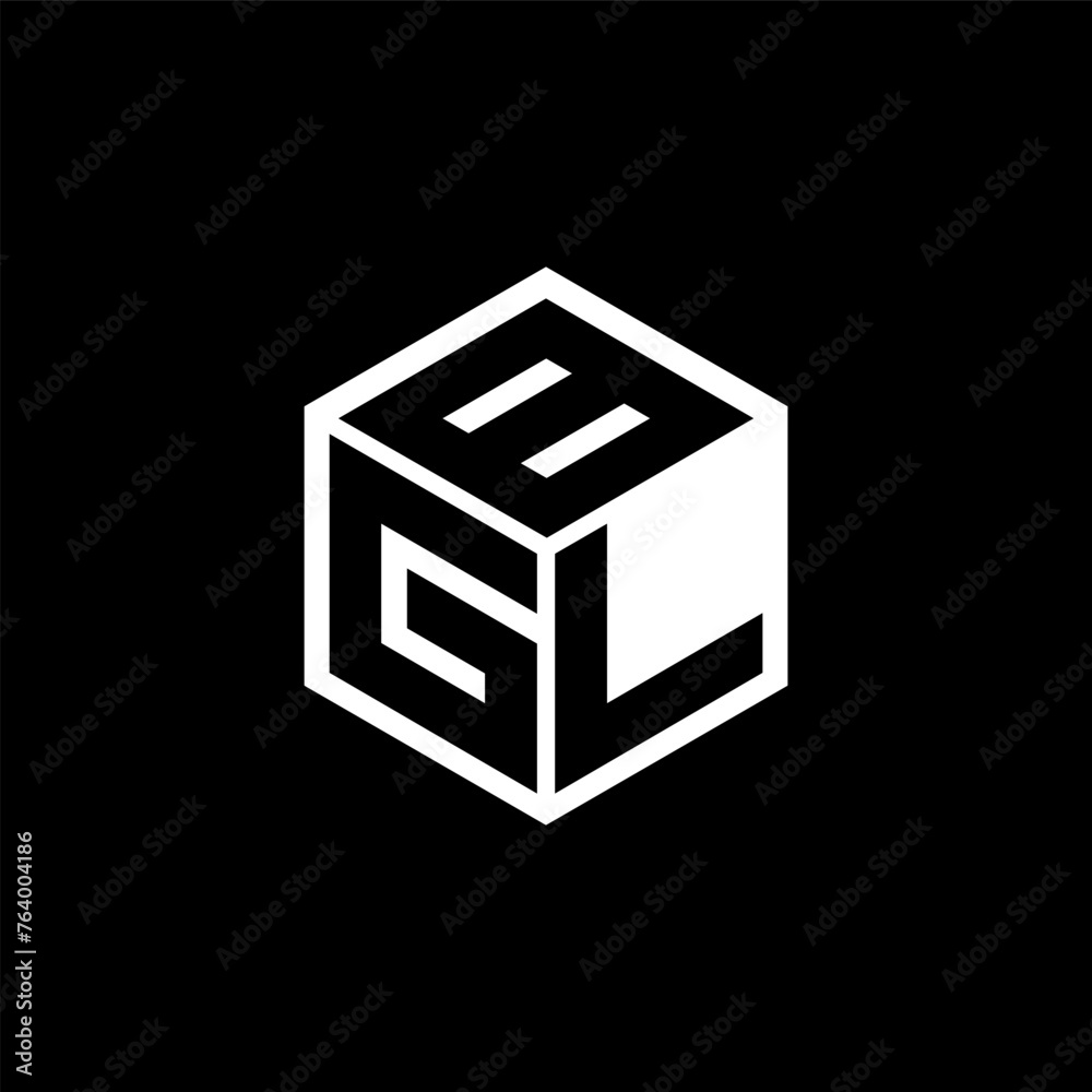 GLB letter logo design with black background in illustrator, cube logo ...