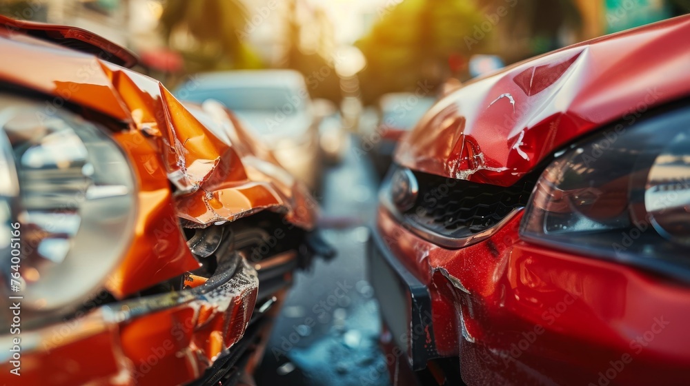Accident: Two cars collide on a city road, causing traffic jams ...