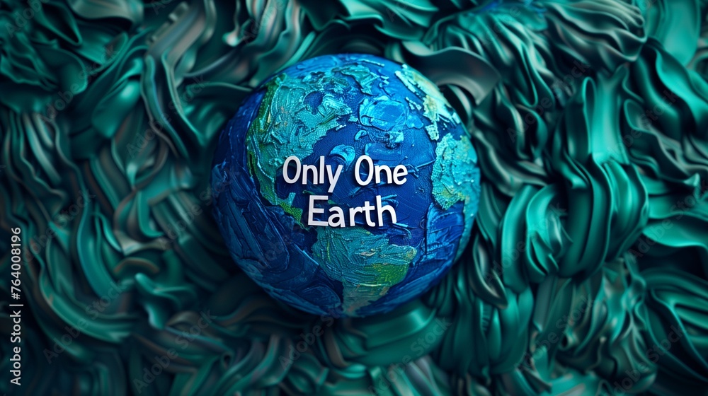 The planet Earth, featuring a stylized design with the prominent, bold ...