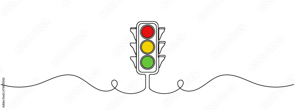 Continuous one line drawing of traffic lights with poles to regulate ...
