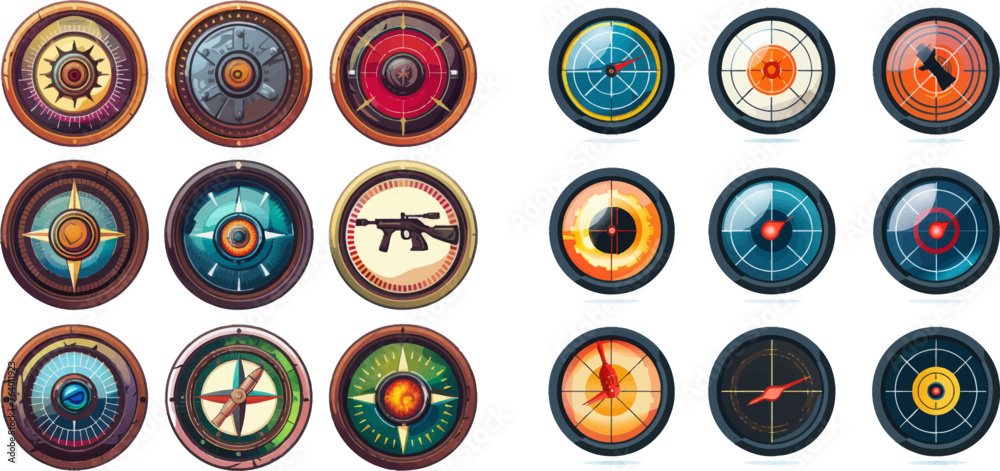 Target navigation, sniper weapon mark cursor, different focus military ...