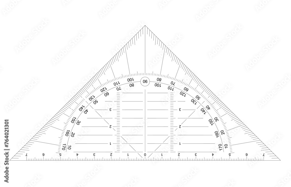 Triangle ruler Triangle ruler or set square. protractor icon. Grids for ...