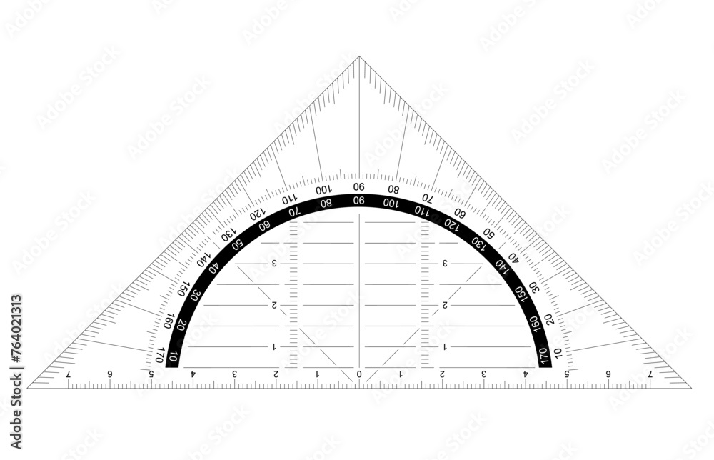 Triangle ruler Triangle ruler or set square. protractor icon. Grids for ...