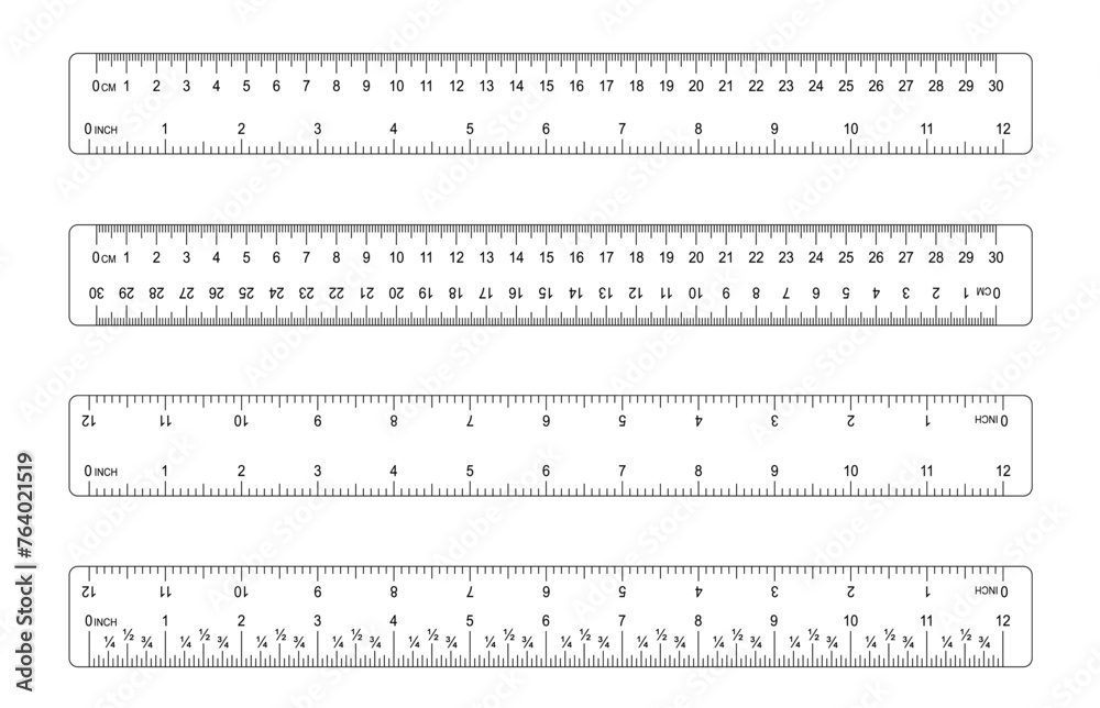 Grids for a ruler in millimeter, centimeter, meter and inch. Rulers mm ...