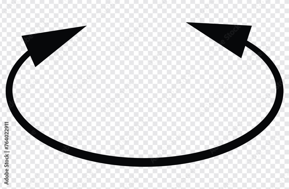 Dual double ended semi circle arrow. Semicircular round long two sided ...