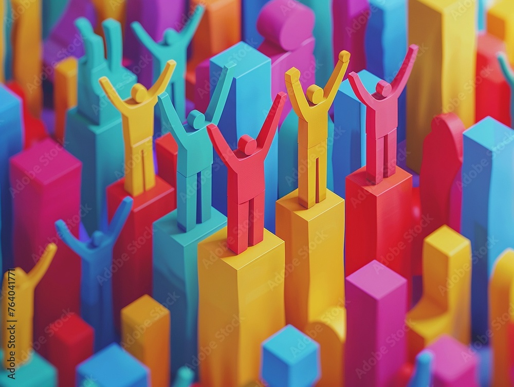 Equality depicted through an isometric scene of people standing on ...