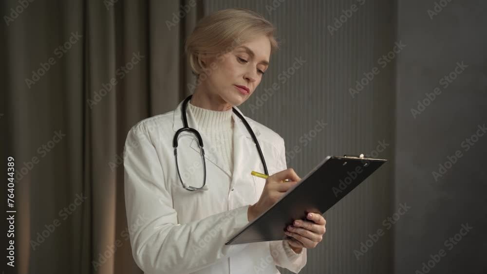 A seasoned medical professional stands focused on examining patient ...