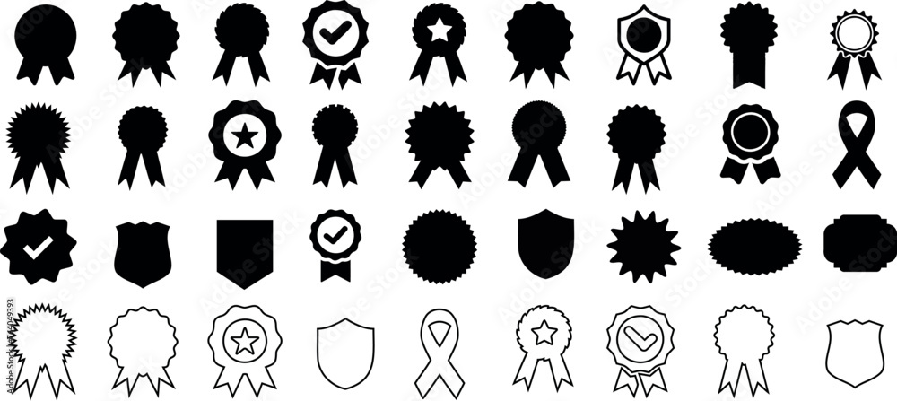 badge silhouette set, awards collection, achievement symbols, diverse ...
