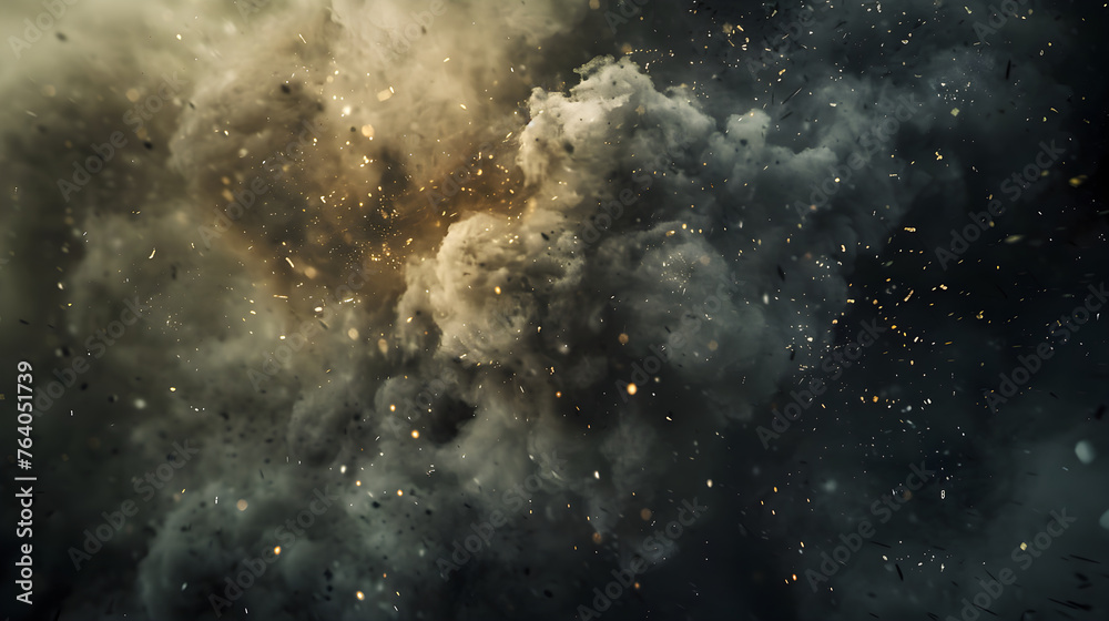 Abstract illustration of explosion or natural disaster with smoke ...