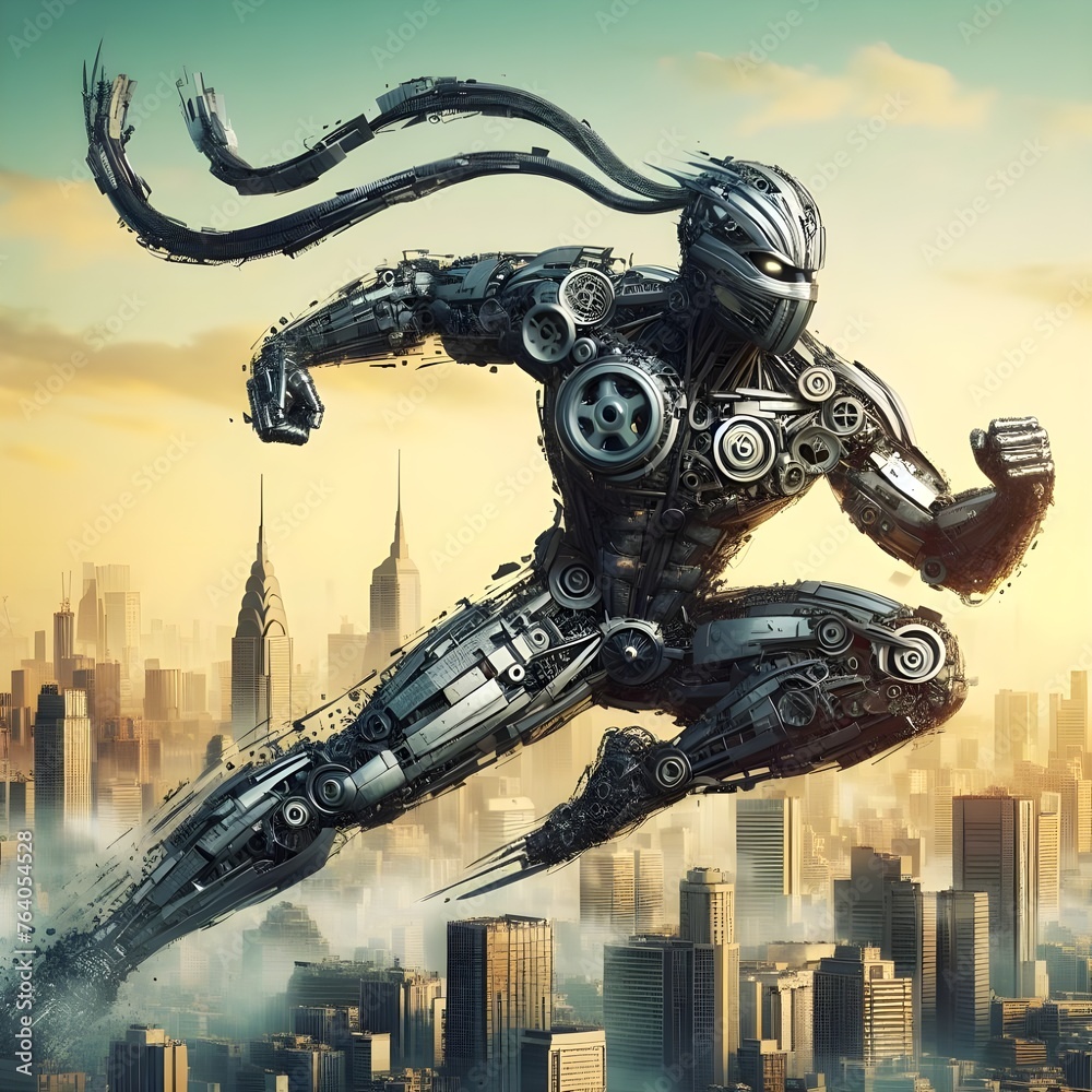 AI GENERATES 3D FUTURISTIC NINJA KATANA HUMANOID SMART ROBOT SCI-FI ...