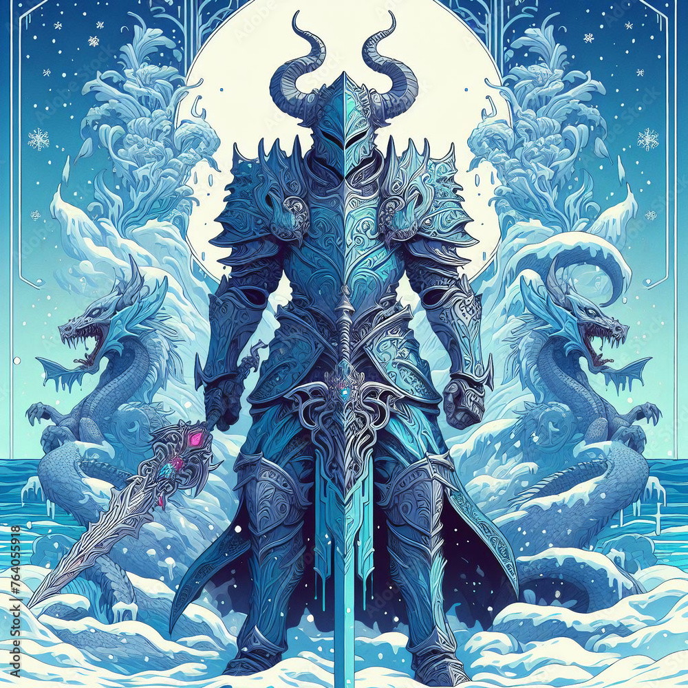 Steampunk Demon: Art Nouveau Aesthetics in an Icy Vaporwave Landscape ...