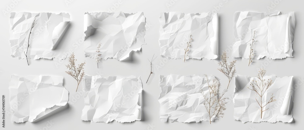 White edgeed paper with torn shapes. Modern transparent background as a ...