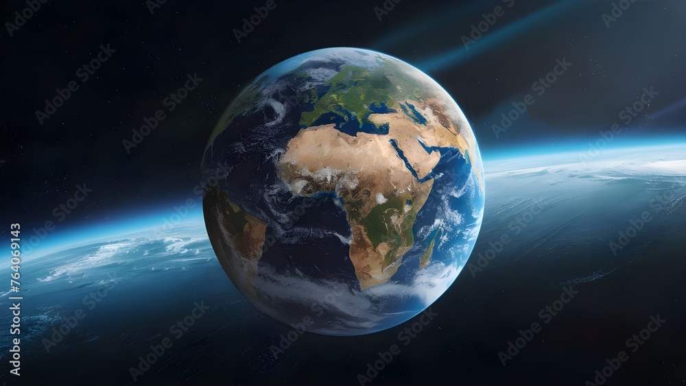 Close look at Planet earth globe view from space showing realistic ...