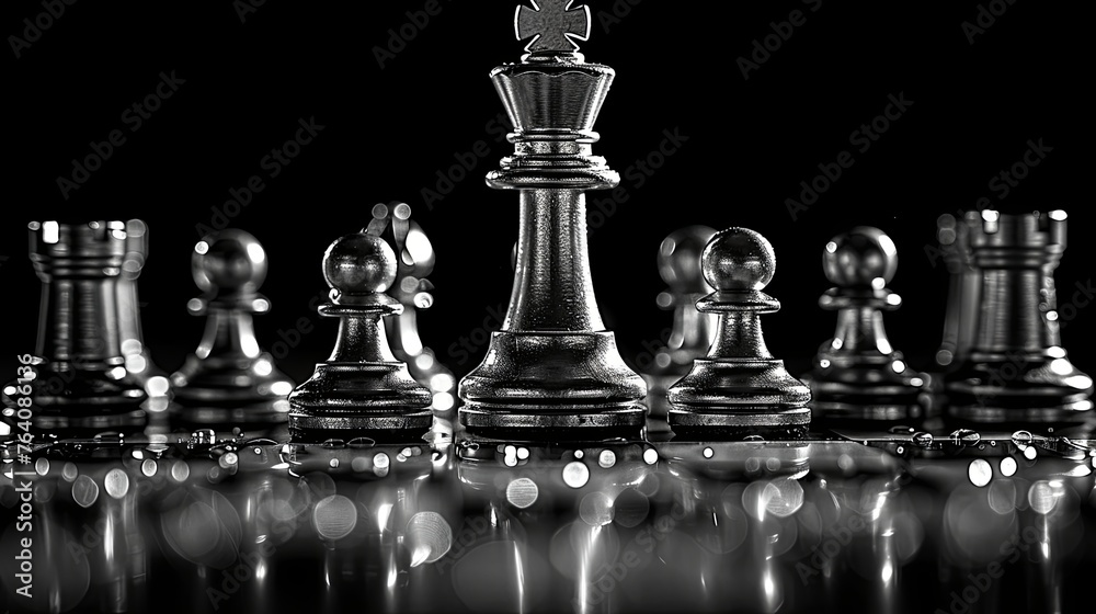 black color chess board game, businessman moving chess figure in ...