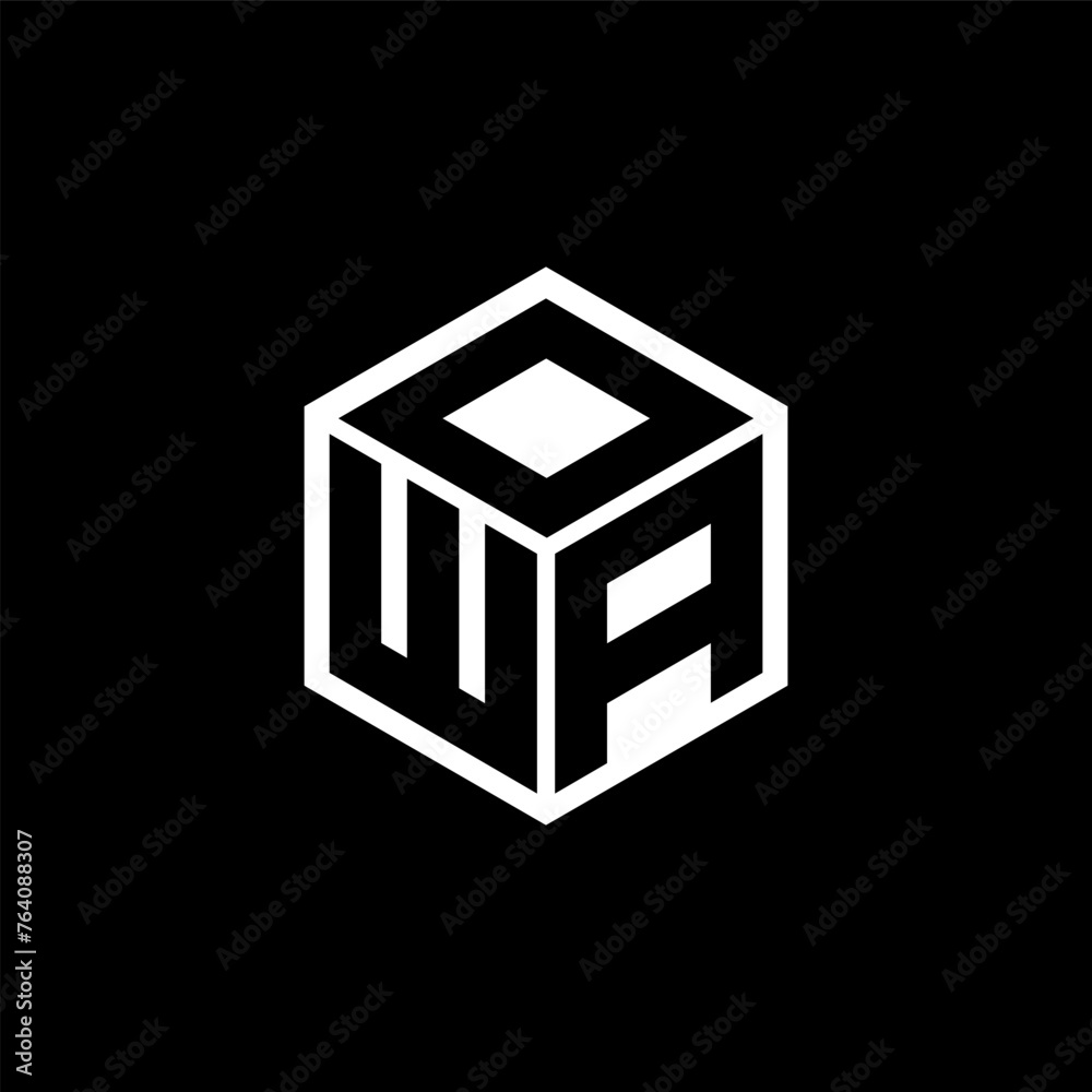 WAO letter logo design with black background in illustrator, cube logo ...