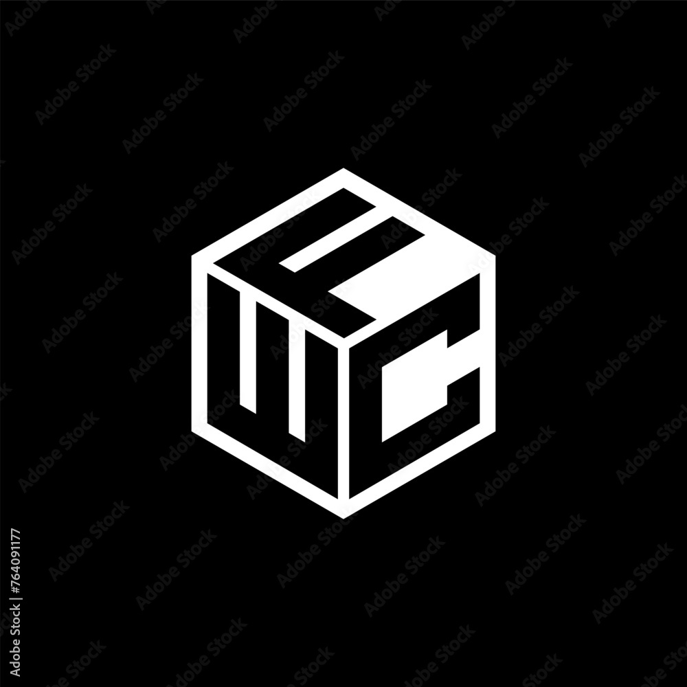 WCF letter logo design with black background in illustrator, cube logo ...