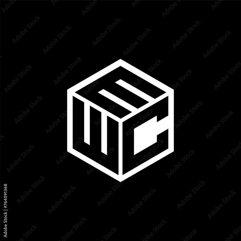 WCM letter logo design with black background in illustrator, cube logo ...