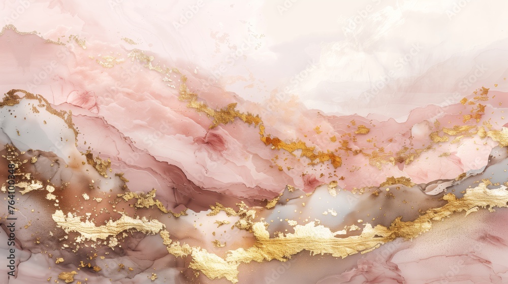 Elegant blush pink and white marble texture background with gold ...