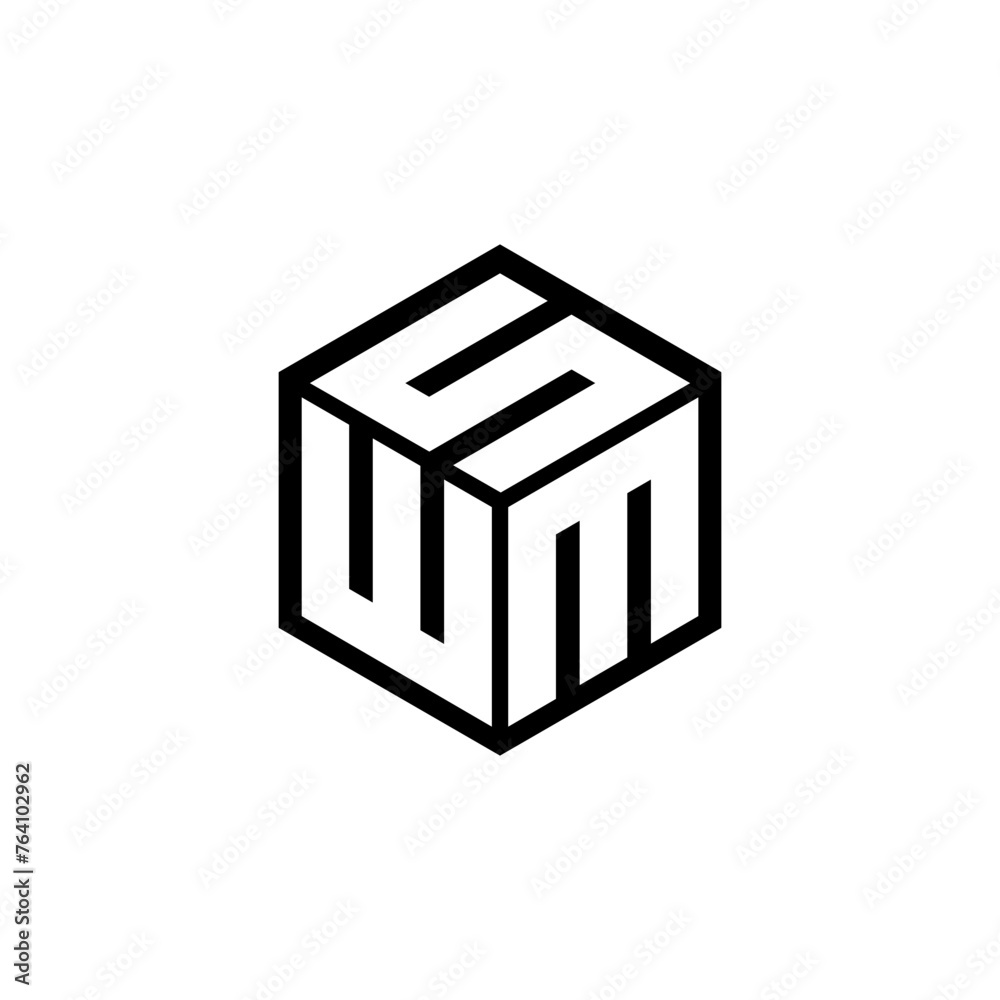 WMS letter logo design with white background in illustrator, cube logo ...