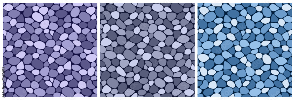 Stones seamless patters vector set. River and sea pebble template ...