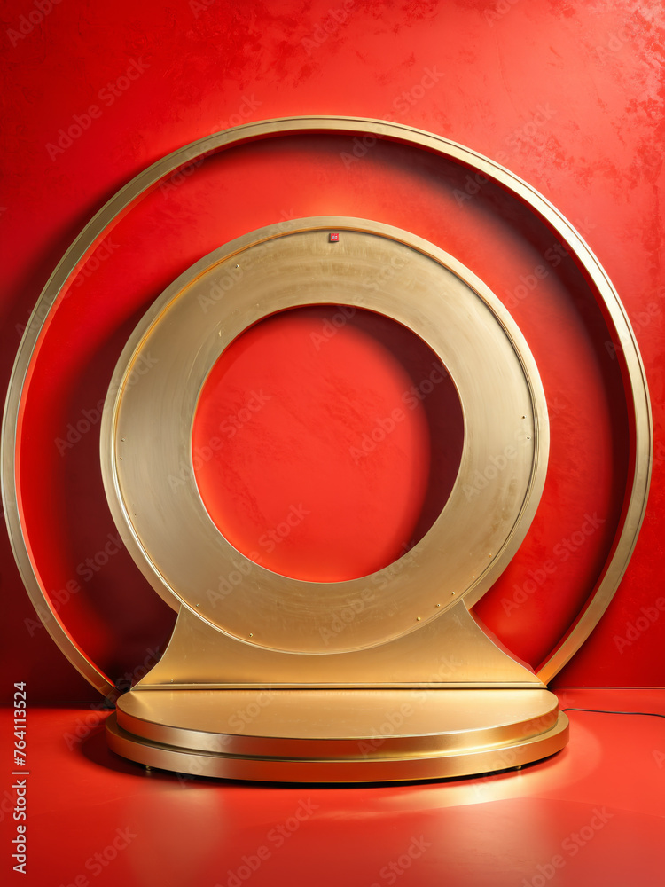 Red and Gold Display Background, Luxury gold podium product stage ...