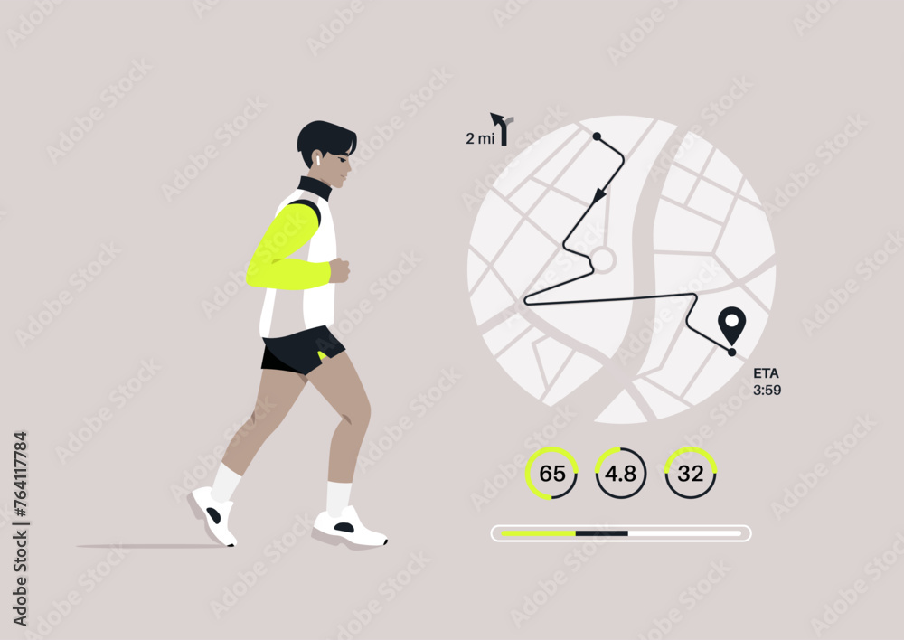 A Jog Progress, Tracking Distance and Performance Metrics, A runner is ...