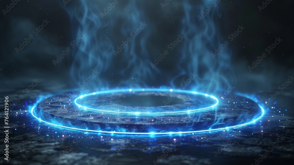Luminous energy circles and rays on transparent background. Realistic ...