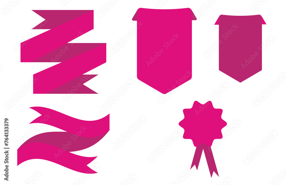Vector Set of Vintage Banner Ribbon. Pink Scroll Frame Template ...
