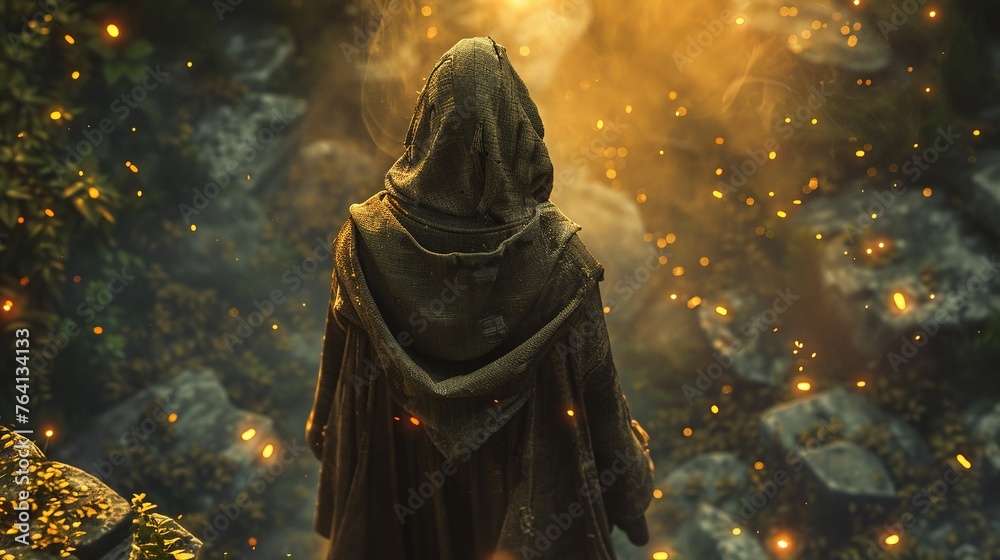 Ancient explorer, tattered robe, a determined adventurer, delving into ...