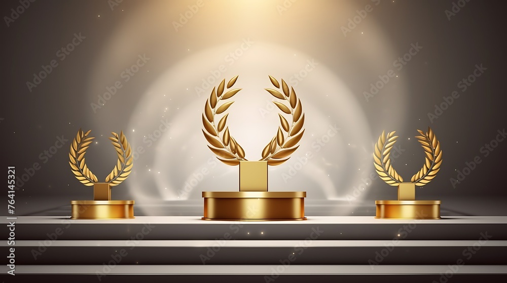 Winner award podium prize silver gold trophy win champion pedestal ...