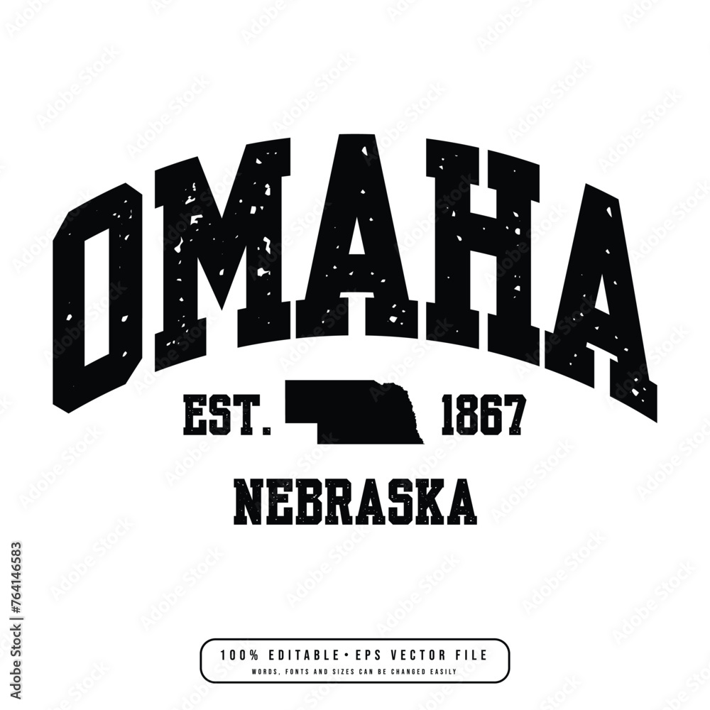Omaha text effect vector. Editable college t-shirt design printable ...