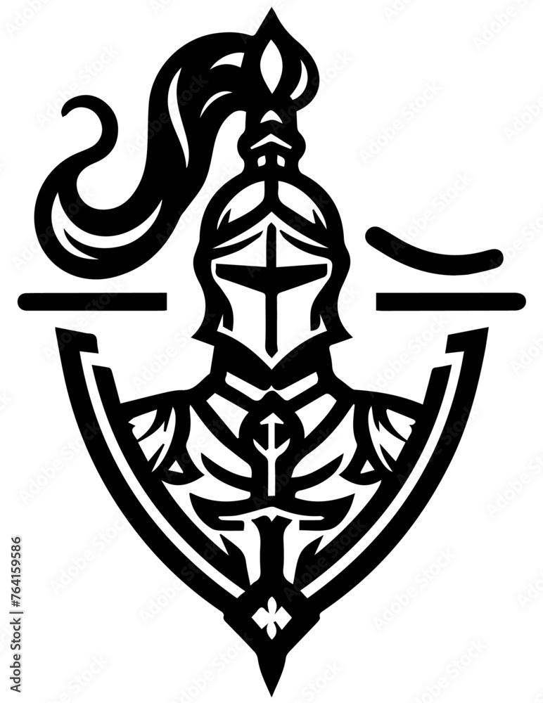 medieval knight simple warrior shape logo style vector illustration ...