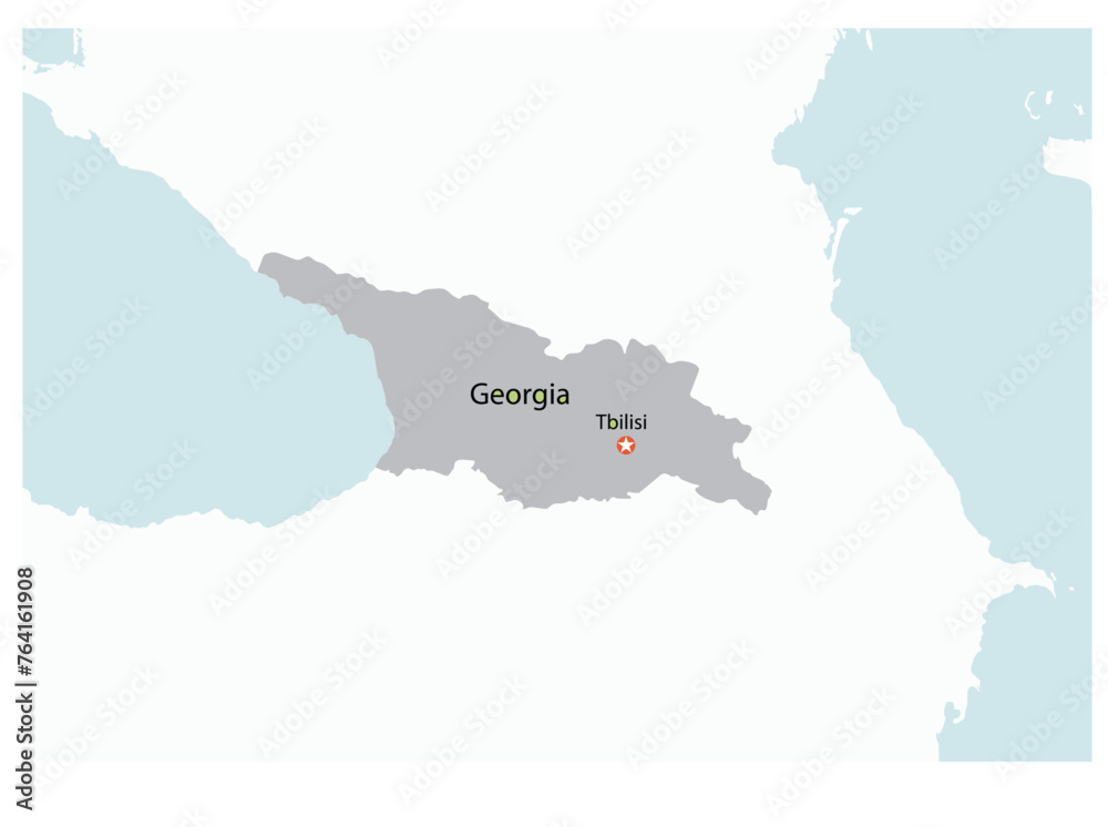 Outline of the map of Georgia with regions Stock Vector | Adobe Stock