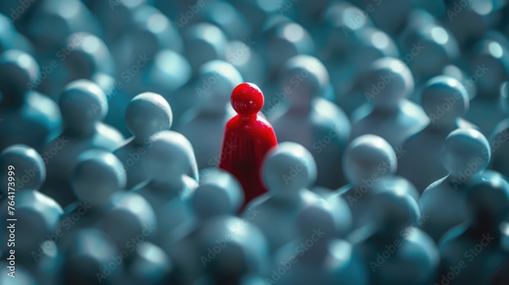 Loneliness in the crowd. Leadership concept or being different. Lonely ...