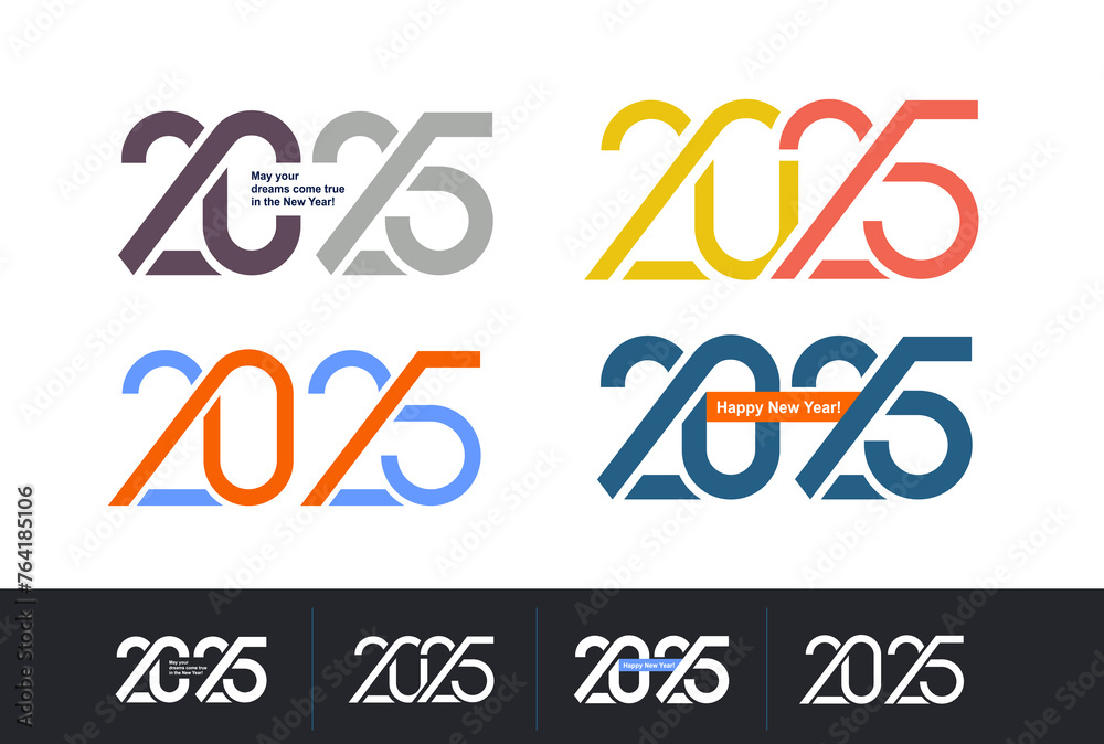Set of 2025 Happy New Year logo text design. Collection of Trend 2025 ...