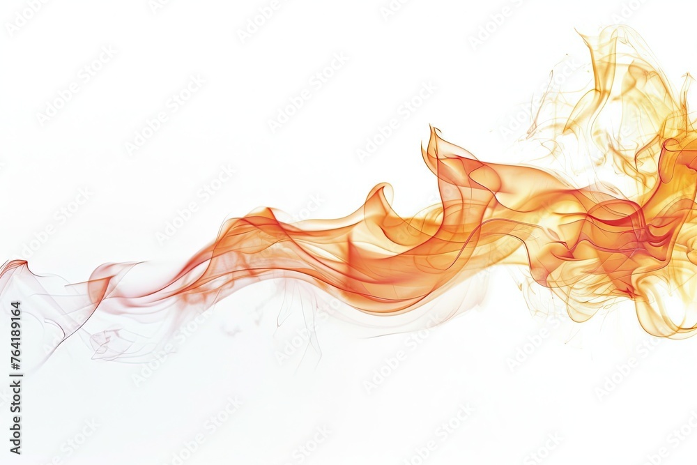 Abstract white background with single fire flame isolated on white ...