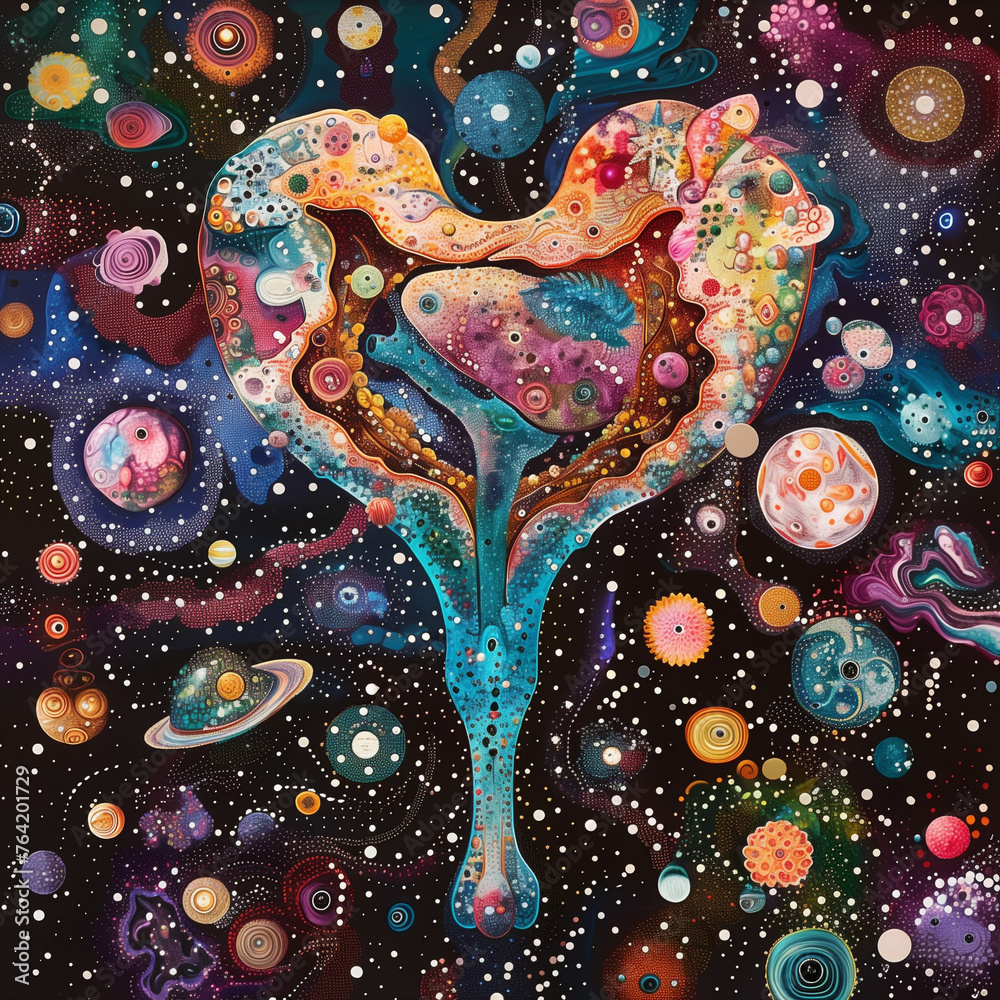 abstract image of the organs of the female reproductive system with a ...